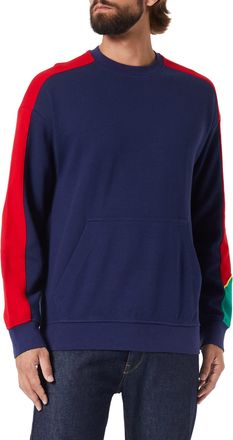 Benetton Herren Pullover G/C M/L 3CMAU1035 LANGÄRMLIGES Sweatshirt MIT Rundhalsausschnitt, Blaue Details 901, M