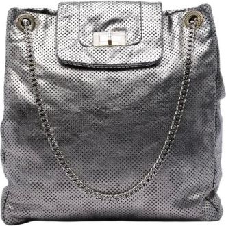 Chanel Sac cabas en cuir perfor&eacute; pr&eacute;-aim&eacute; - Femme - Pre-owned - Gris - Taille: ONE Size