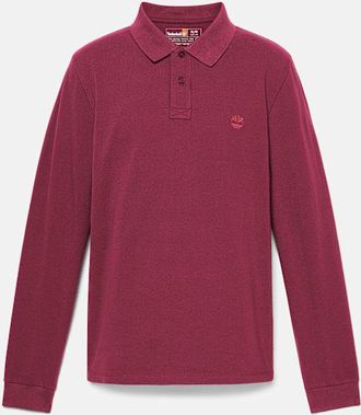 Timberland Millers River Langarm-Polohemd aus Pikee f&uuml;r Herren in Burgunderrot, Herren, Burgunderrot, Gr&ouml;&szlig;e