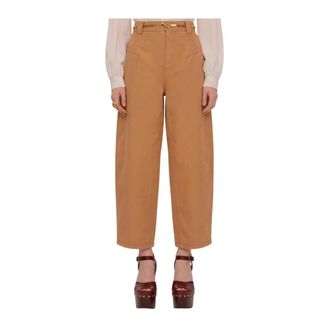 Chlo&eacute; Chlo 0 2 3 Grained Leather Wide-Leg Pants - - Trousers - Damen - Rosa - M
