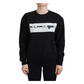 Philippe Model Eleganter schwarzer Baumwollpullover mit Print - - Sweatshirts & Hoodies - Damen - Schwarzk - XS