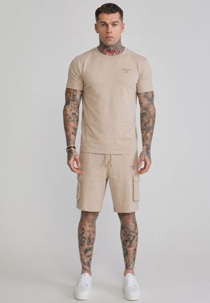 Siksilk Herren Beige T-Shirt und Shorts Set XXL