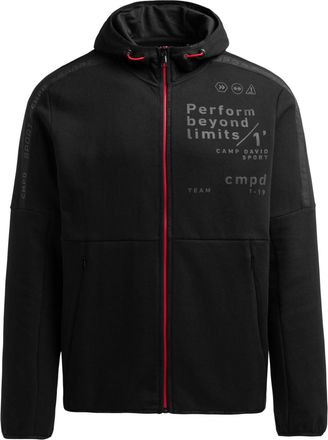 Camp David Herren Trainingsjacke aus Interlock mit Kapuze und Artworks Black, Xxxl