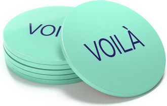 Luna Via Untersetzer Words, hochwertiger Keramik, Inspirierende Designs (Voilà Mint-Salbei)