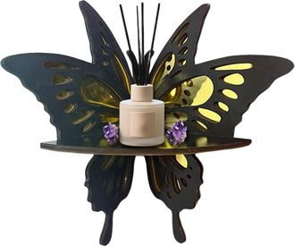 Generic Schmetterling Schwebendes Dekoratives Wandregal Mit Schmetterlingsdesign Holz B&uuml;cherregal Aufbewahrungsl&ouml;sung F&uuml;r Wohnzimmer B&uuml;ro K&uuml;che Badezimmer