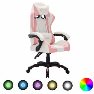 vidaXL Vidaxl - Fauteuil de jeux vidéo avec led rvb Rose et noir Similicuir