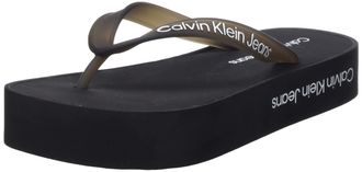 Calvin Klein Jeans Damen Flip Flops Badeschuhe, Schwarz (Black/Bright White), 38