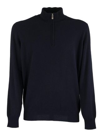 Brunello Cucinelli Pull Col Roulé - Bleu Foncé