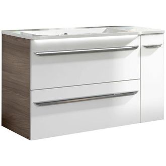 Fackelmann luxor Badm&ouml;bel Set 3-teilig 100 cm, Braun/Wei&szlig; + Unterschrank links-90213145