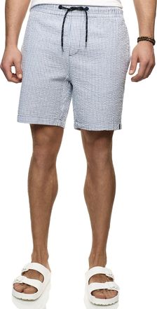 Indicode Herren INAlizzo Shorts aus Seersucker | Herrenshorts Freizeitshorts gestreift Navy, XXL