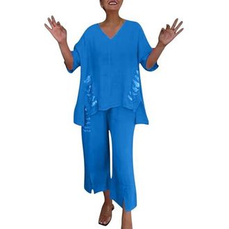 Generic Ensemble de 2 tenues de d&eacute;tente pour femme - Sweat surdimensionn&eacute; - Pantalon de surv&ecirc;tement ample tendance avec poches - V&ecirc;tements de loisirs pour fem