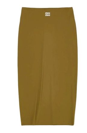Miu Miu Olive Green Jersey Midi Skirt Size S