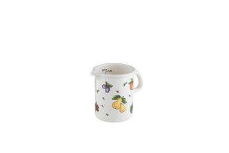 Riess 0337-068, Küchenmaß 9 0,5 L, COUNTRY - FRUIT GARDEN, Durchmessser 9 cm, Höhe 12,0 cm, Inhalt 0,5 Liter, Emaille, weiß mit Fruchtdekor, Induktion
