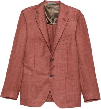 Corneliani Homme, Vestes, Rouge, Taille: XL Wool Silk Linen Jacket