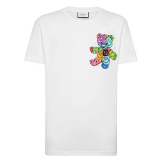 Philipp Plein T-Shirt Rundhals Smile - - Tops - Herren - Wei&szlig; - 3XL