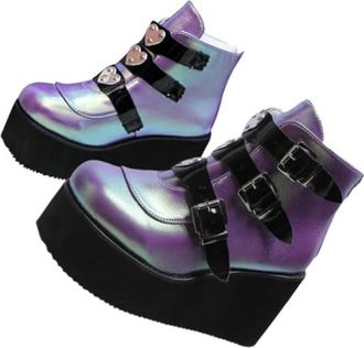 Frcolor Bottines Femme à Talons Épais PU Confortables et Respirantes Mi-mollet Rétro à Bout Rond pour Toutes Saisons Chaussures Mode Stables et Antidérapantes