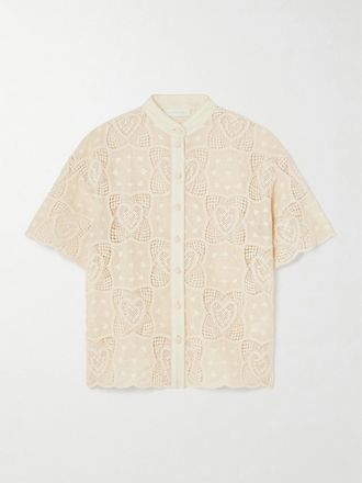 Zimmermann Wanderlust Hemd Aus Voile Aus Einer Baumwollmischung Mit Stickereien Und Geh&auml;kelten Bes&auml;tzen - Creme