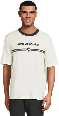 A|X Armani Exchange Homme, Tops, Blanc, Taille: XL Linear Logo T-shirt