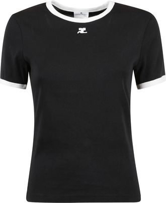 Courrèges Femme, Tops, Noir, Taille: 38 FR T-shirt à Manches Courtes en Tricot