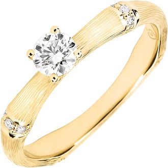 Edenly Verlobungsring Heiliger Urwald - 0.2 Karat Diamant - 18 Karat gebürstetes Gelbgold