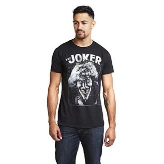 DC Comics T-Shirt &agrave; Manches Courtes Crazed Joker de pour Homme, Coupe Classique, col Rond, Noir (Noir Noir), Taille M
