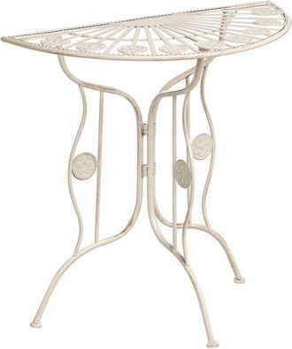 Beliani Beliani - Table de Bistrot de Jardin Vintage en M&eacute;tal 80 x 37 cm Plateau en Fer Beige Clair Coggia