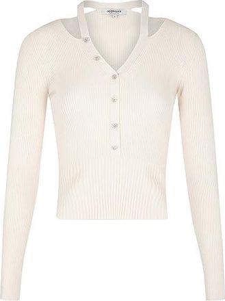 Morgan Pull manches longues avec boutons Blanc cassé
