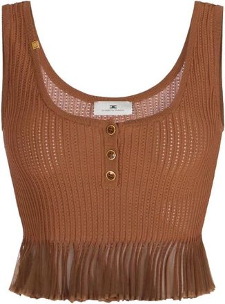 Elisabetta Franchi Femme, Tops, Brun, Taille: 42 FR Sleeveless Top