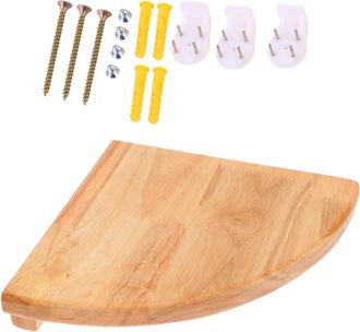 DOITOOL Holz Eckregal Schwimmendes Wandregal Aus Gummibaum Für Küche Bad Schlafzimmer Selbstklebendes Kleines Regal Zur Aufbewahrung Und Dekoration