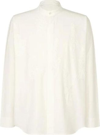 Issey Miyake Homme, Chemises, Blanc, Taille: M Chemise Broderie Press&eacute;e