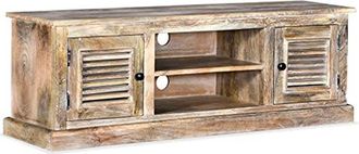 vidaXL Meuble TV Armoire Basse Centre de Divertissement Meuble Multim&eacute;dia Salon Salle de S&eacute;jour Maison Int&eacute;rieur Bois de Manguier Massif