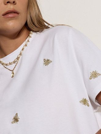 Apricot T-Shirt T-shirt (1-tlg) mit goldener Bienenstickerei