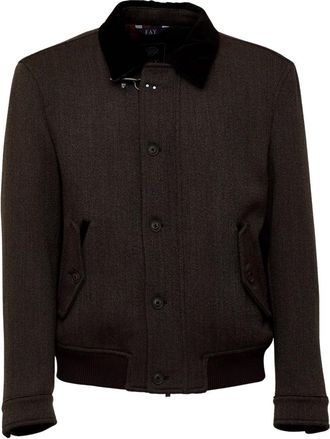 Fay Homme, Vestes, Brun, Taille: M Blouson Bomber Laine Double Face