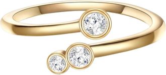 Glanzst&uuml;cke M&uuml;nchen Ring - Sterling Silber Ring Zirkonia - Gr. 48 - in Gold - f&uuml;r Damen