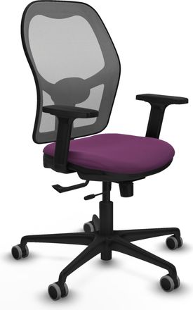 Piqueras y Crespo Ergonomischer Stuhl mit 2D-Armen, h&ouml;henverstellbare Lendenwirbelst&uuml;tze, ausgestattet mit Syncro/Traslack und injiziertem Schaumstoff, Grau/Violett