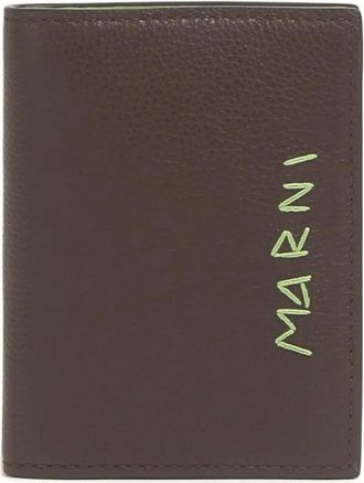 Marni portefeuille en cuir à plaque logo - Marron