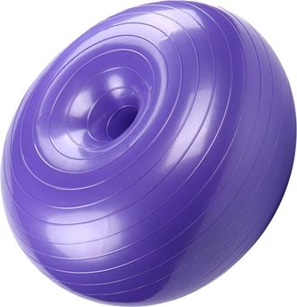 Pretyzoom ibasenice Aufblasbarer Donut Fitnessball mit Ergonomischem Design f&uuml;r Bauchmuskeltraining und Balance rutschfest mit Luftpumpe Lila Geeignet f&uuml;r T&auml;gli