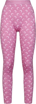 Marine Serre Femme, Pantalons, Rose, Taille: 44 FR Moon Printed Jersey Legging