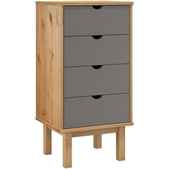 vidaXL Vidaxl - Schubladenschrank otta Braun & Grau 45x39x90 cm Massivholz