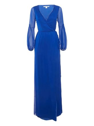 Diane Von F&uuml;rstenberg robe-chemise longue en soie - Bleu