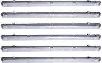 ETC Shop Feuchtraumleuchte led 156 cm neutralwei&szlig; led R&ouml;hre led Werkstatt Deckenleuchte 44 Watt Kellerlampe led, 2x T8 2x22W 2x 2000lm 4000K, h 6,3 cm,6er Set