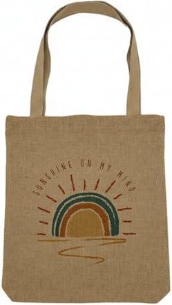 Fabulous Sac Shopping Tote Bag Aspect Lin - Sunshine on My Mind Soleil Vacances Et&eacute; Minimaliste - Sac de Courses Toile Epaisse 360g Beige Naturel Cabas Port&eacute; E