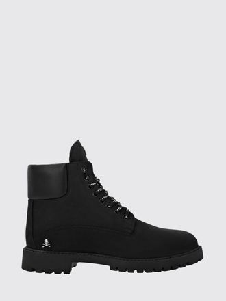 Philipp Plein Glatte Leder-Combat-Boots mit Skull-Applikation und Profilsohle
