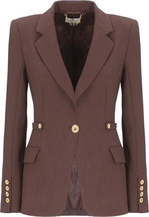 Elisabetta Franchi Femme, Vestes, Brun, Taille: 36 FR Jewel Strap Blazer