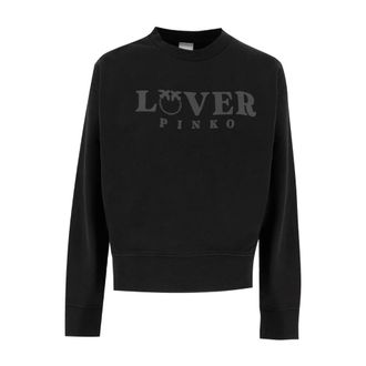 Pinko Pinko, Femme, Sweatshirts et sweats à capuche, Noir, Taille: 36 FR SweaT-shirt avec logo pour style décontracté