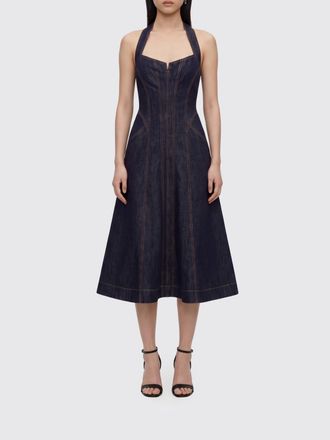 Self Portrait A-Linien-Midi-Kleid aus Denim mit Neckholder und schulterfreiem Design