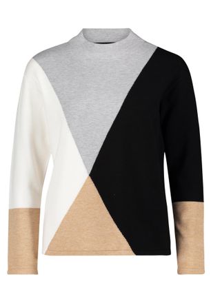 Betty Barclay Damen Feinstrickpullover mit Kragen 40, Patch Grey/Black