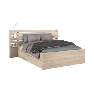 Parisot Lit 140 x 190/200 cm avec rangements - Coloris : Naturel - tenalia ii