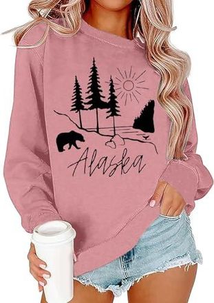 Generic 2026 Printemps Automne Hiver Femme Imprim&eacute; Graphique Pull Sweatshirt D&eacute;contract&eacute; Manches Longues Col Rond Tops Doux Confortable Loungewear &Eacute;l&eacute;gant Str