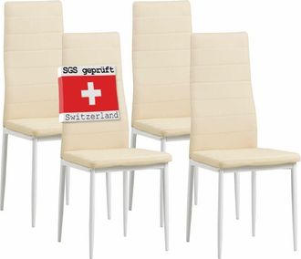 Albatros-Moebel Esszimmerstühle milano 4er, Beige - Polsterstuhl mit Kunstleder-Bezug, Modernes Stilvolles Design am Esstisch - Küchenstuhl oder Stuhl Esszimmer mit